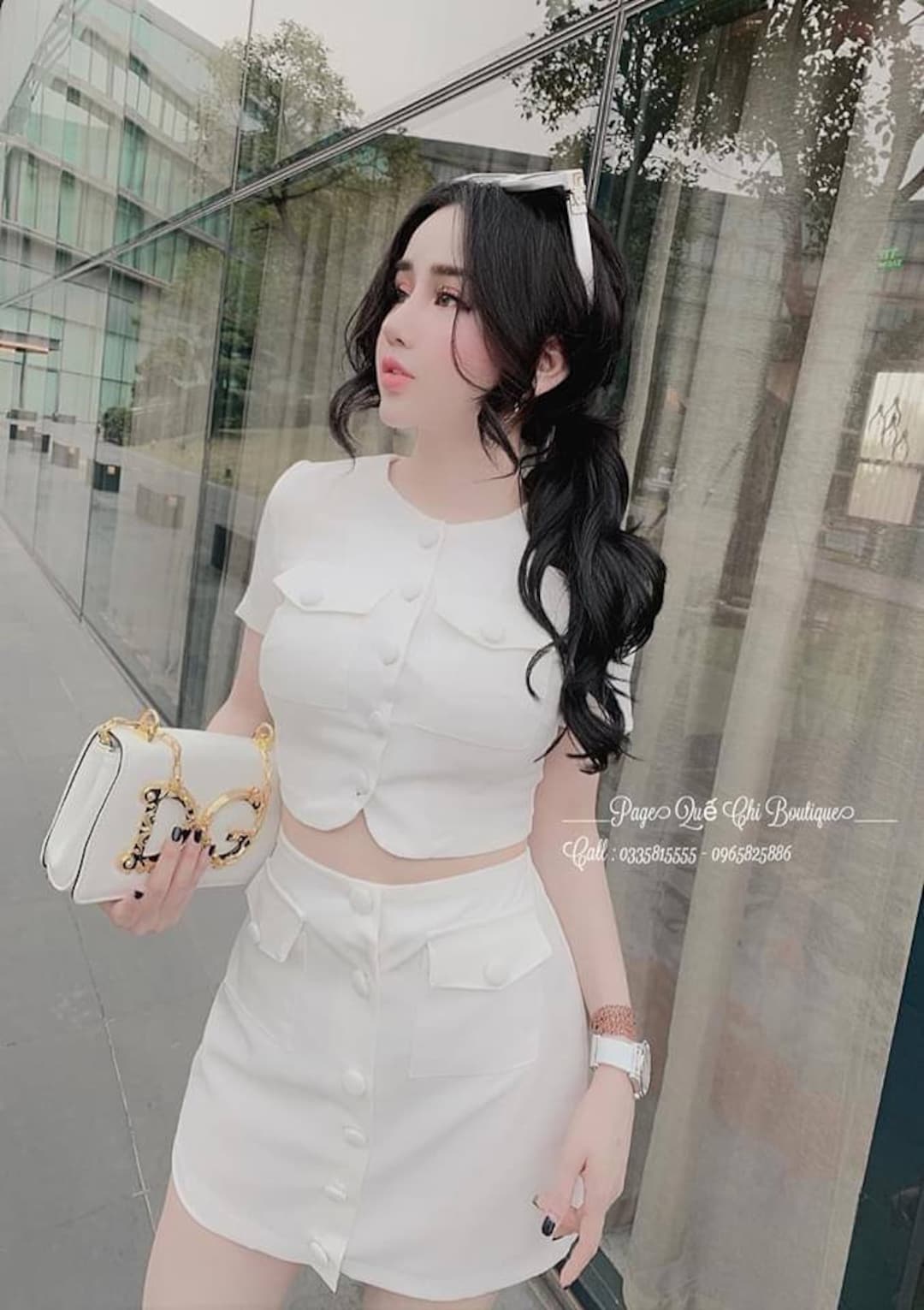 White Button up Crop Top and Matching Mini Skirt Set Size Medium - Etsy