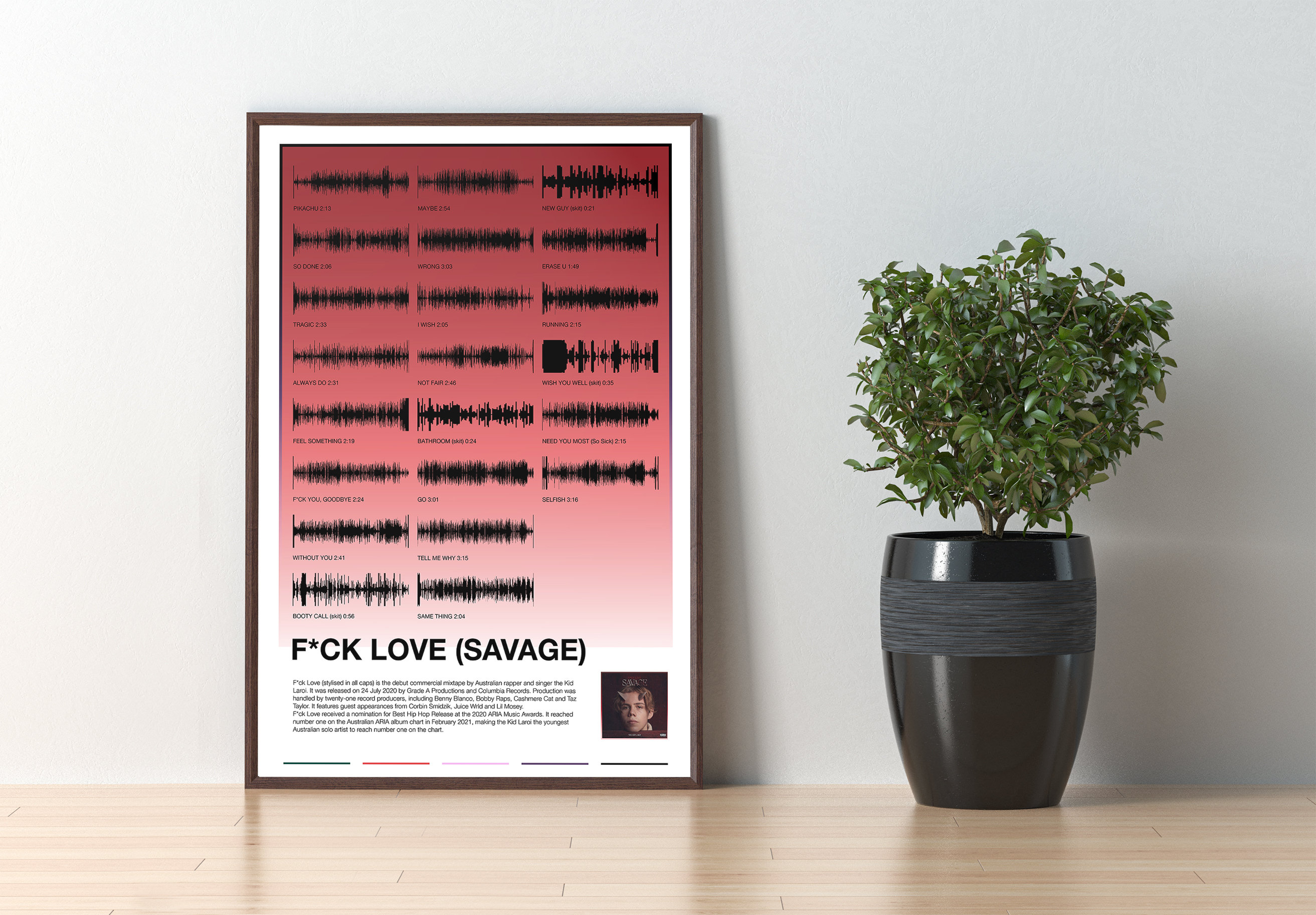 The Kid Laroi F*CK LOVE (SAVAGE) Album Soundwave Art Music Poster sold ...