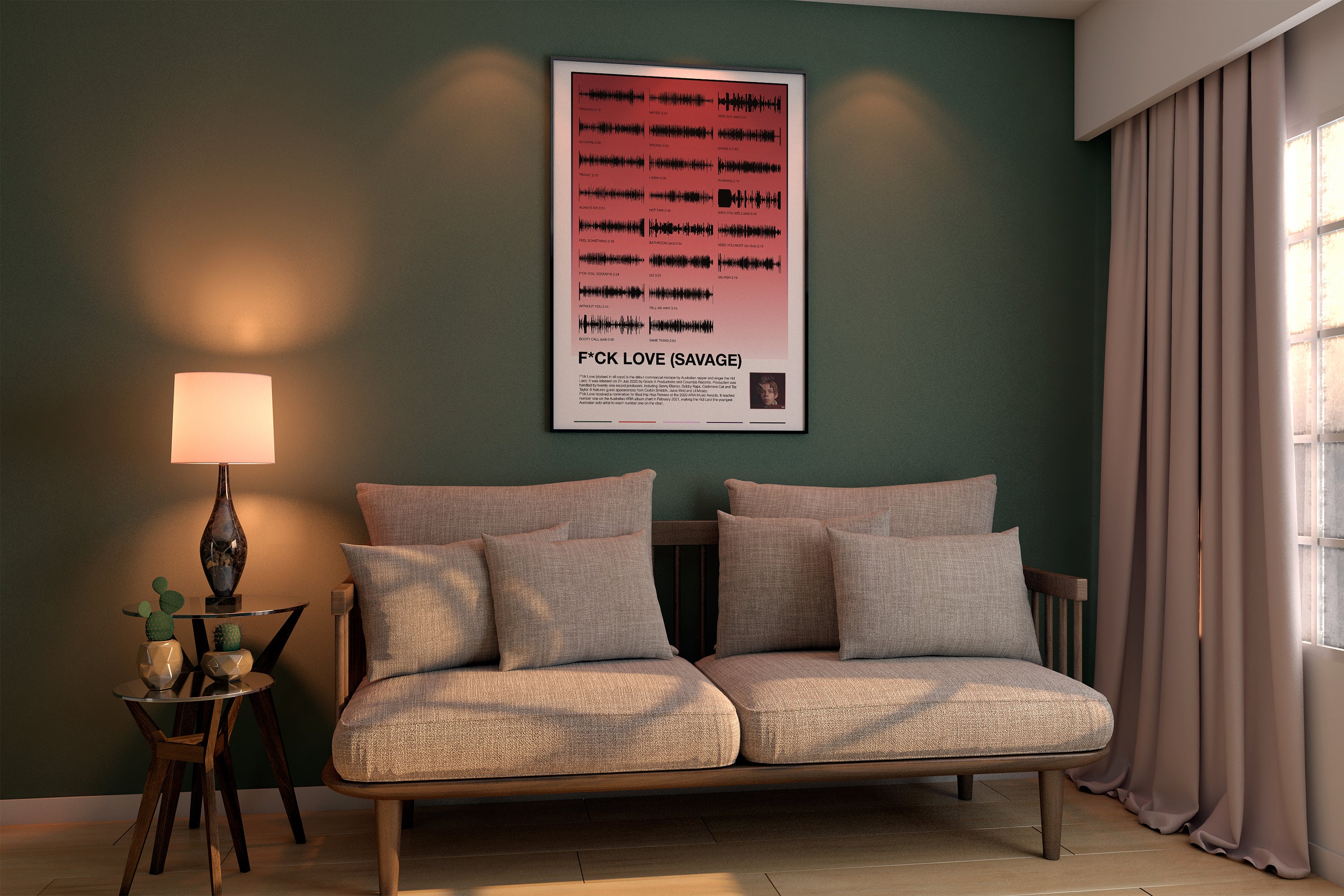 The Kid Laroi F*CK LOVE (SAVAGE) Album Soundwave Art Music Poster sold ...