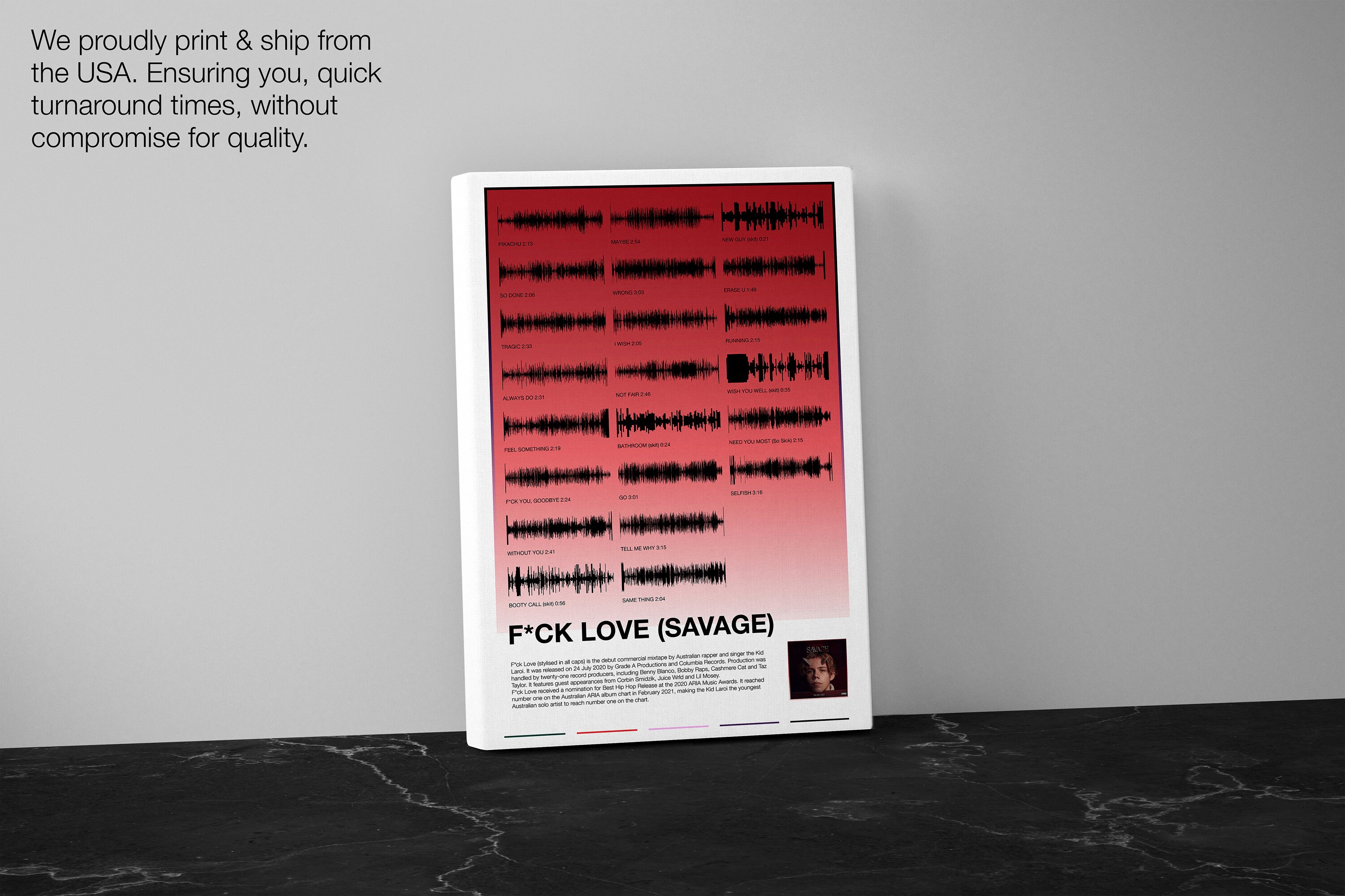 The Kid Laroi F*CK LOVE (SAVAGE) Album Soundwave Art Music Poster sold ...