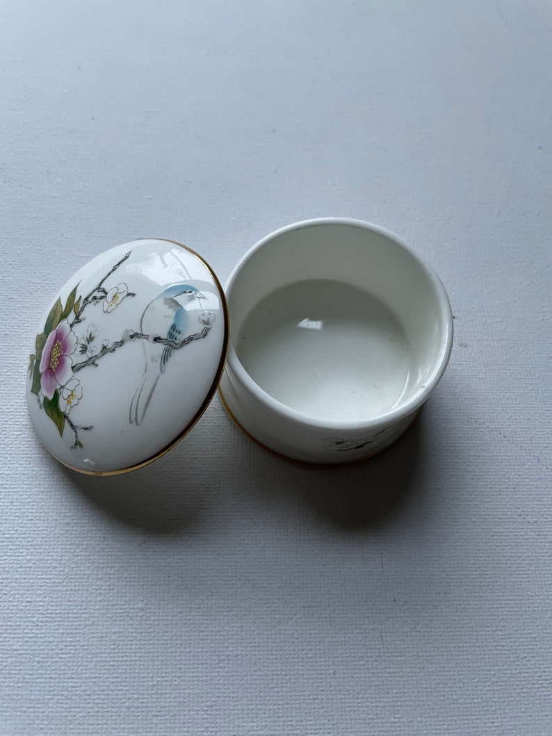 Vintage Coalport Trinket Box With Flower and Bird Pattern , Bone China ...