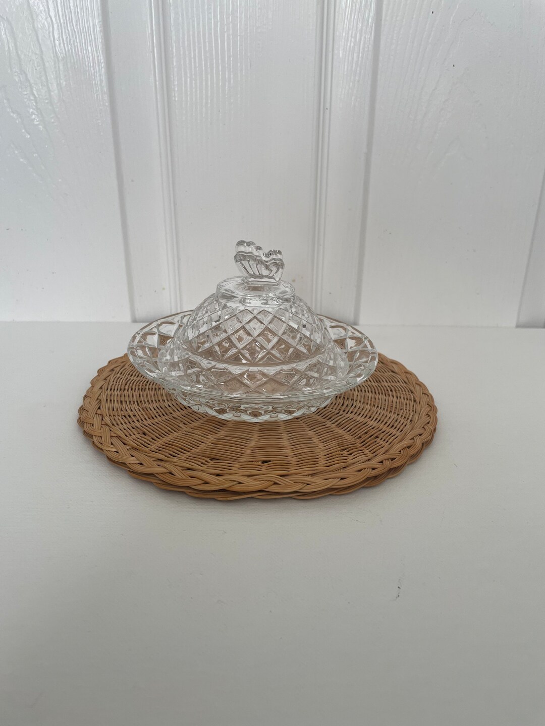 Vintage Butter Dish Round Glass Domed Tableware - Etsy