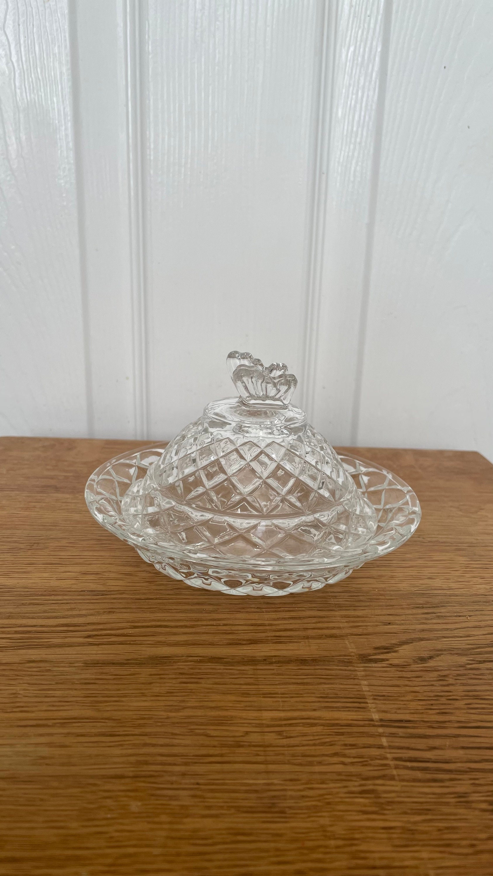 Vintage Butter Dish Round Glass Domed Tableware - Etsy