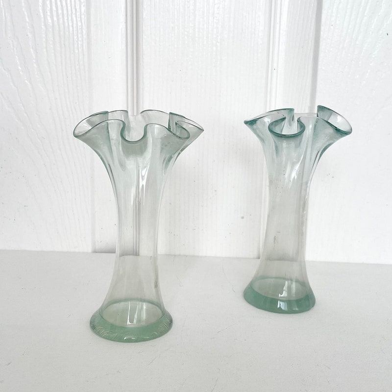 Ruffled Glass Vase - Etsy