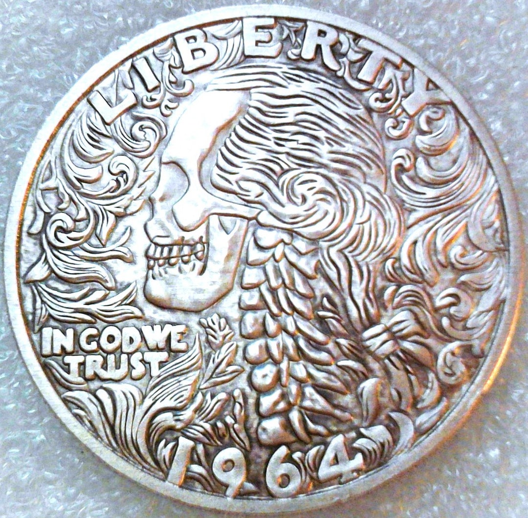 Hobo Coin - Skull Head HOBO Coin - Hobo Nickel - Morgan Dollar Hobo ...
