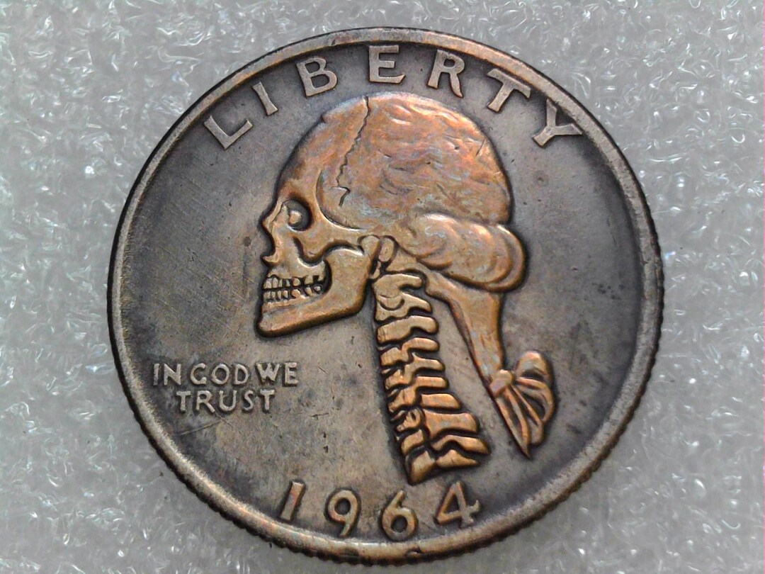 Hobo Coin Quarter Skull Head Custom Artistic Color Free Shipping - Etsy