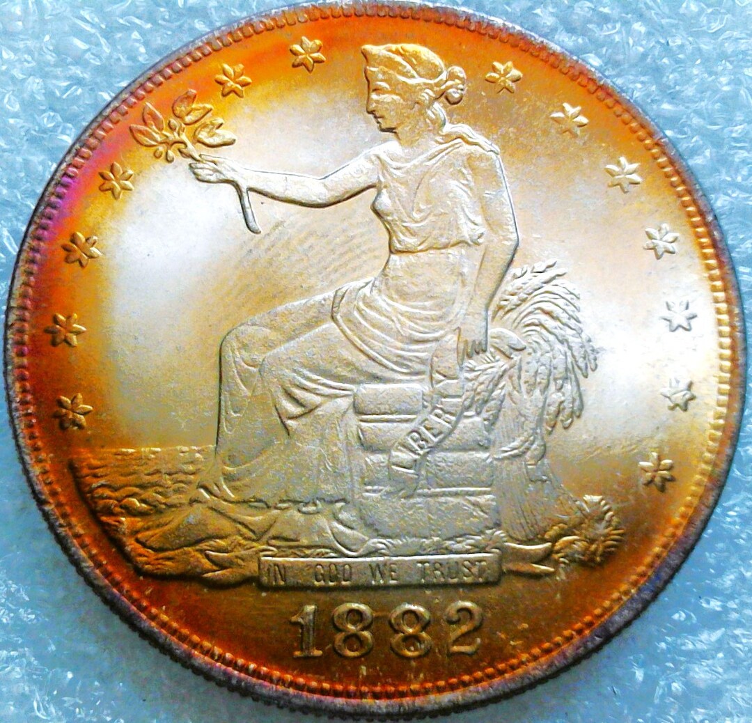 1882 American Trade Dollar - Replica - Vintage Color - Copy Coin - Etsy