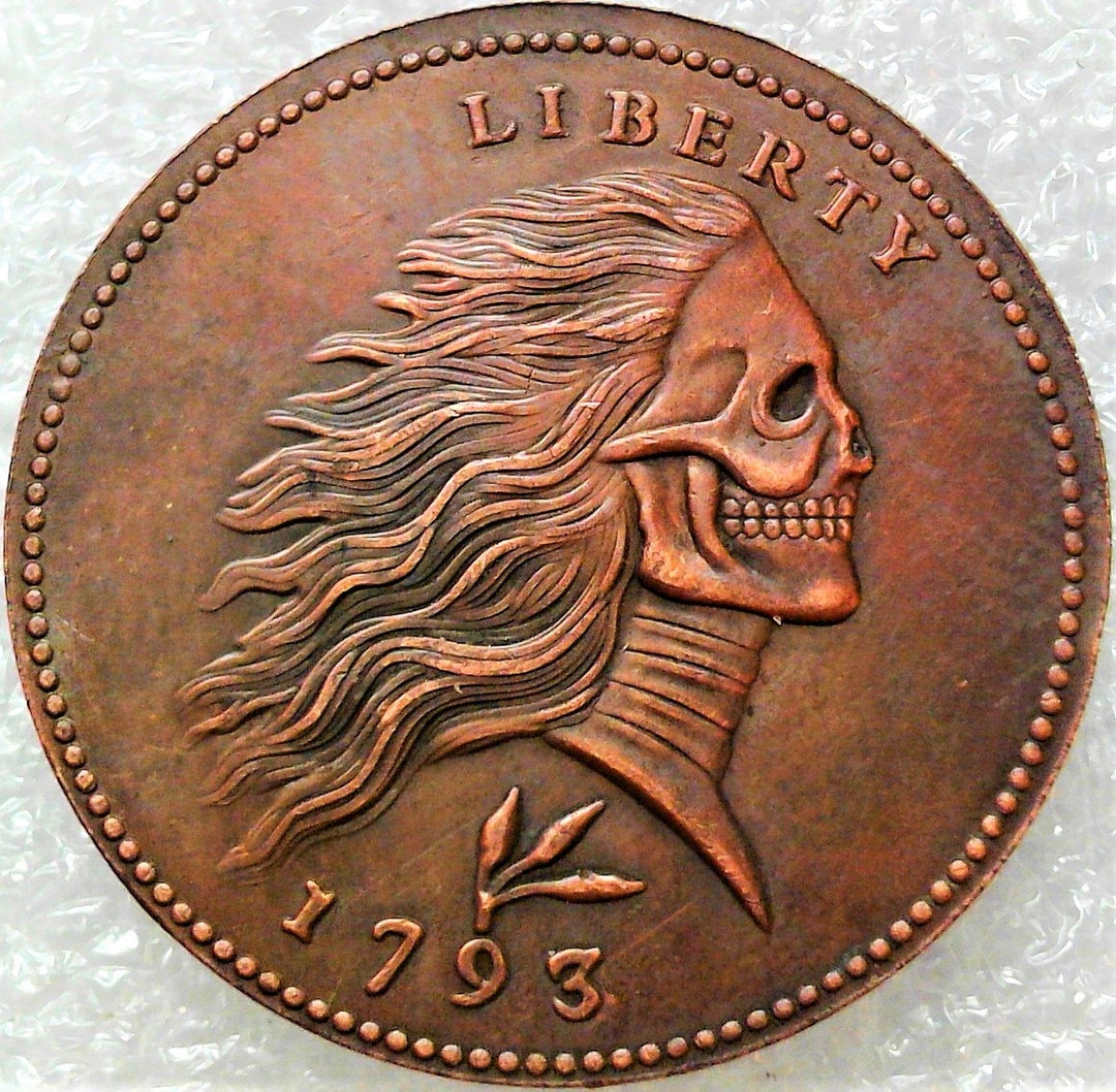 Hobo Coin - 1793 Large Cent Skull Head Hobo Nickel - Copy Coin - Etsy