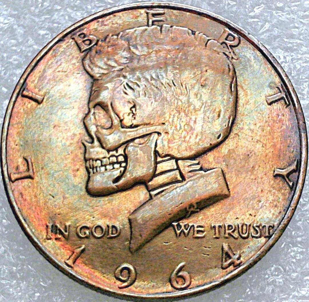Hobo Coin - Kennedy Skull Head - Custom Artistic Color - Etsy