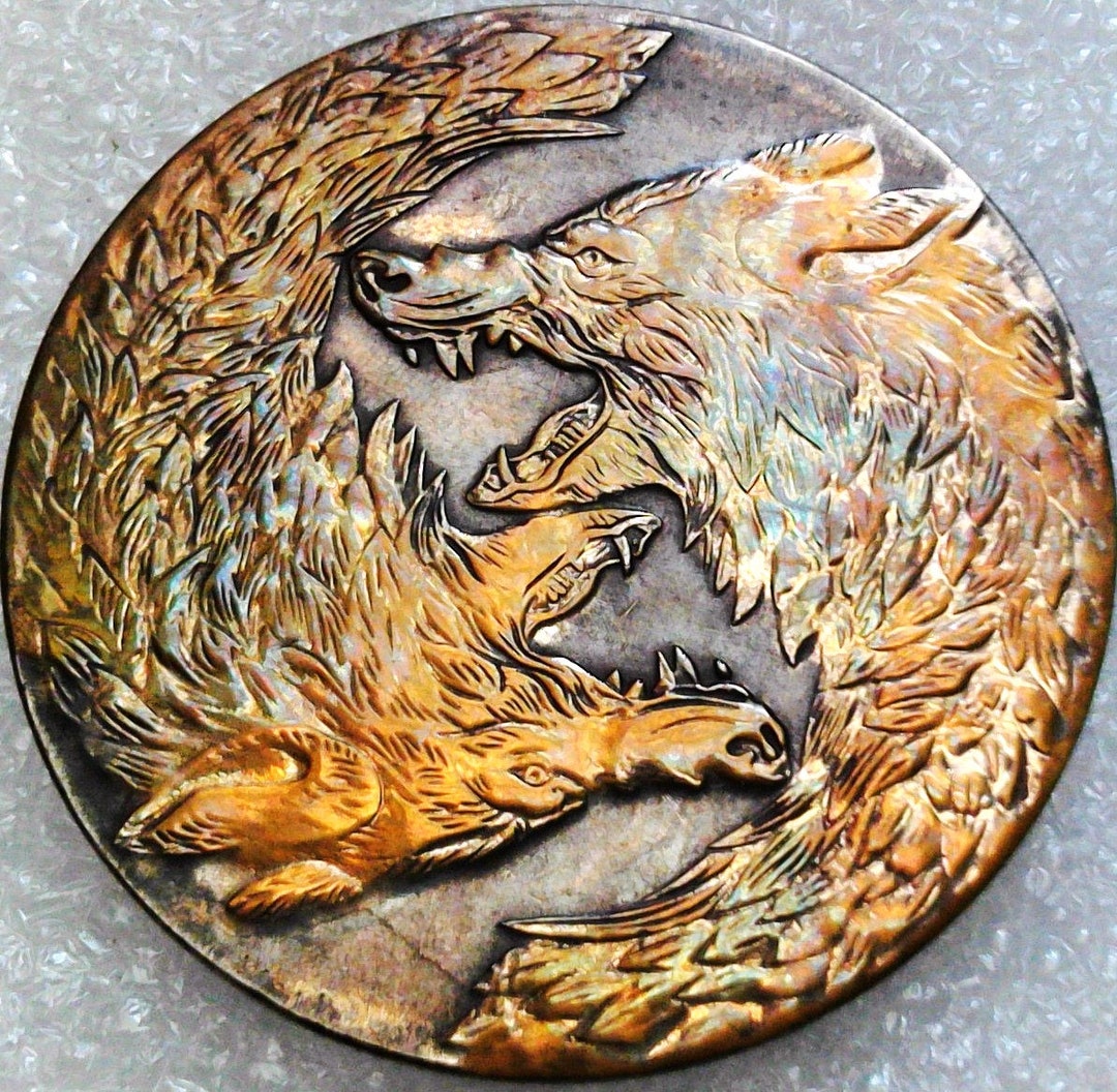 Hobo Coin - Wolf Hobo Coin - Hobo Nickel - Double Wolf Head Coin ...