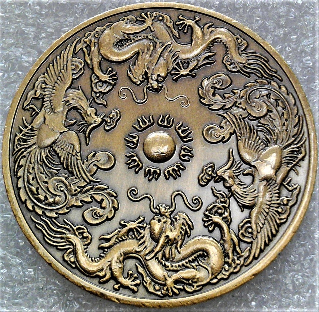 Double Dragons Verses Double Phoenix Coin - Etsy