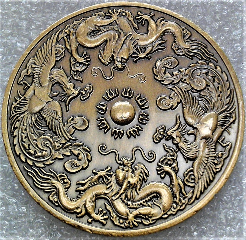 Double Dragons Verses Double Phoenix Coin - Etsy