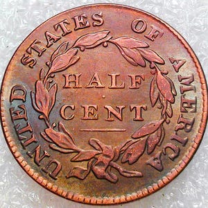 1833 Classic Liberty Head Half Cent - Red Copper Color Coin - COPY COIN ...