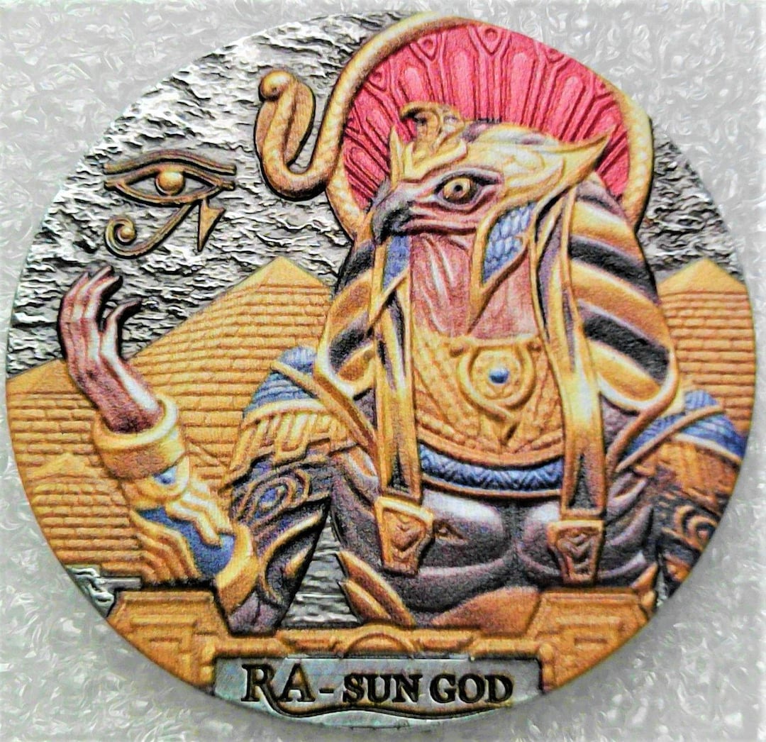 RA Sun God Coin Egytian God God of the Sun Color Coin Egyptian Religion ...