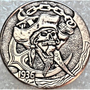 Hobo Coin - Pirate Skull Head Coin - Hobo Nickel - Etsy