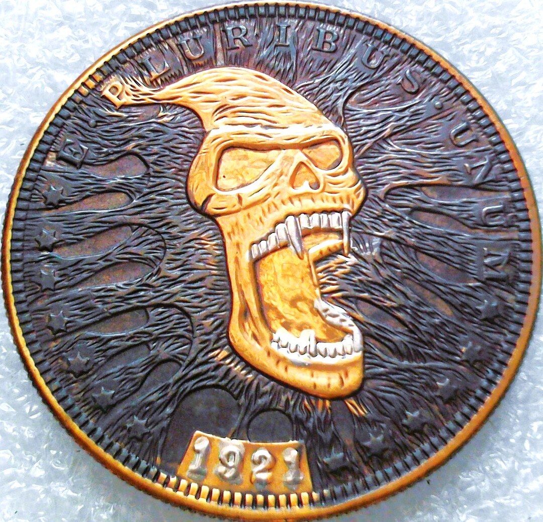 Hobo Nickel - Screaming Demon Coming Out of Hell Coin - Custom Artistic ...