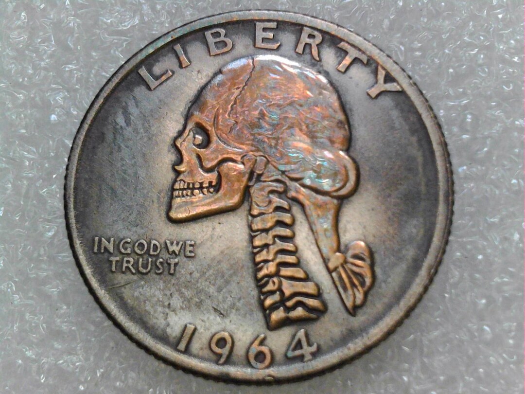 Hobo Coin Quarter Skull Head Custom Artistic Color Free Shipping - Etsy