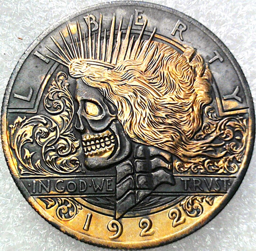 Hobo Coin - Goddess Liberty - Liberty Head Dollar Skull Coin - Hobo ...
