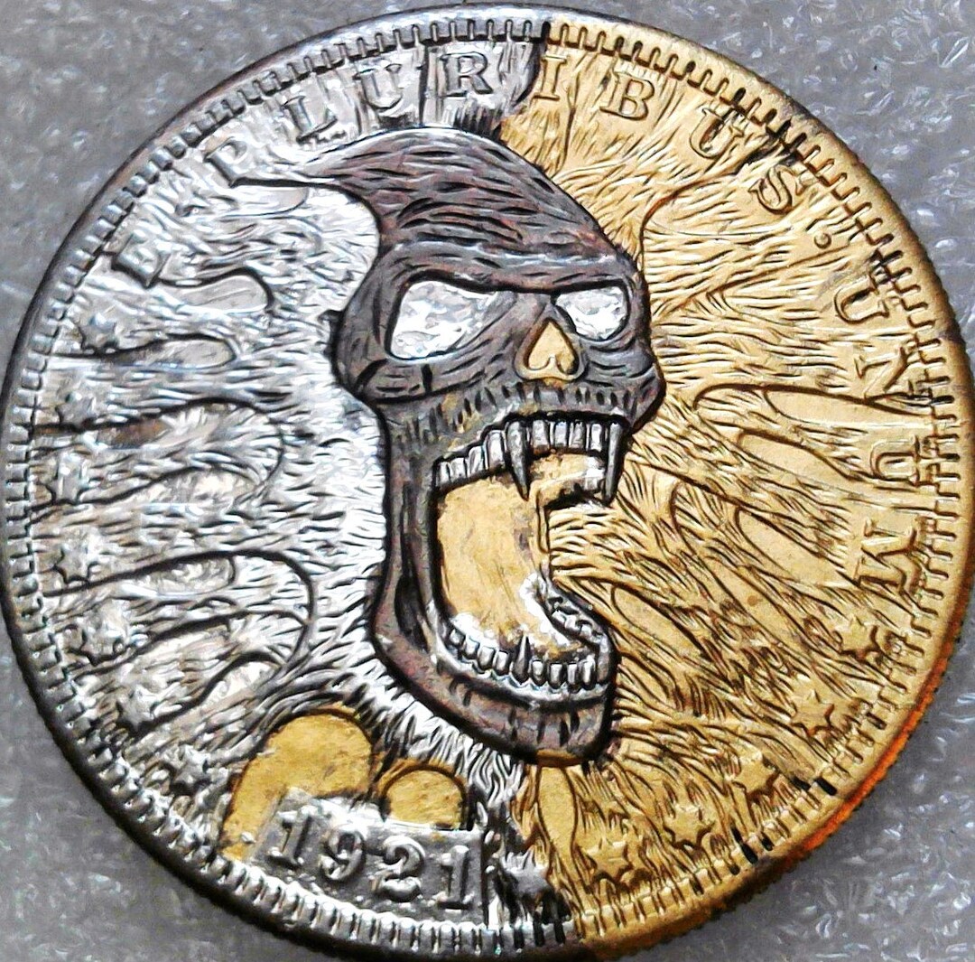 Hobo Nickel - Screaming Demon Coming Out of Hell Coin - Artistic Custom ...