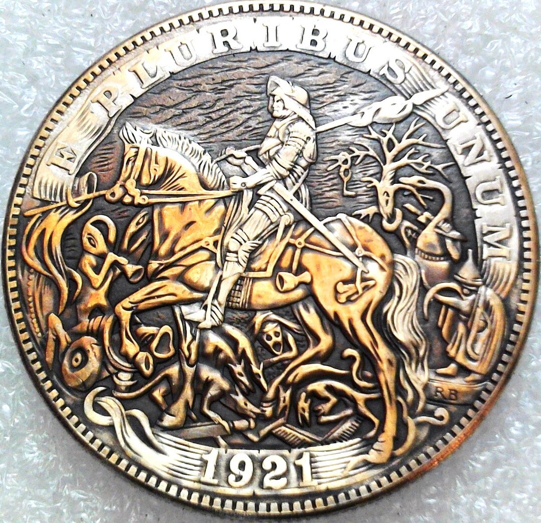 Hobo Coin the Night of Death Hobo Nickel Custom Artistic Coloring Both ...