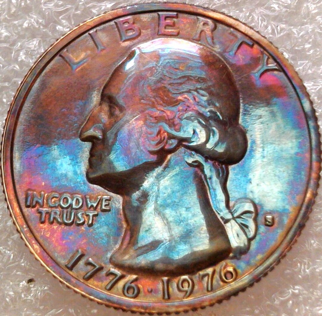 1976 S George Washington Silver Bicentennial Quarter Custom Colored ...