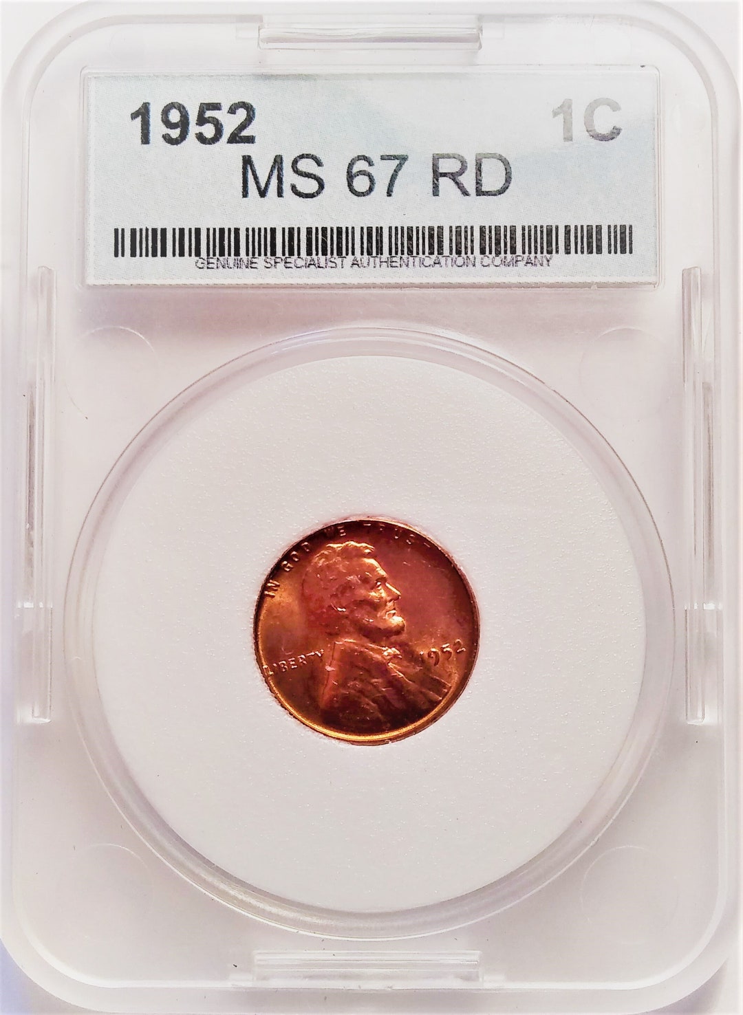1952 Wheat Penny MS-67-RD GSA Graded - Etsy