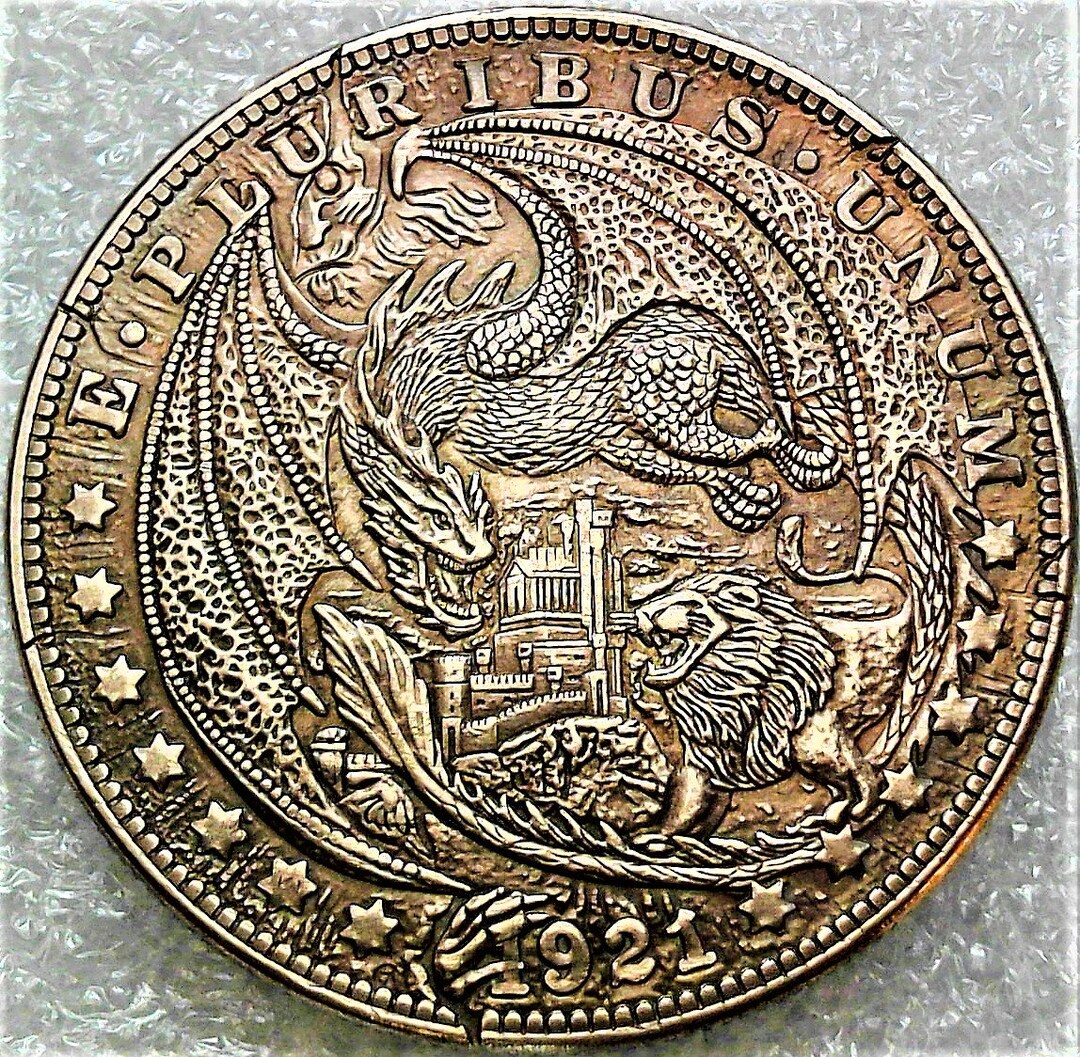 Hobo Coin - DRAGON & LION COIN - Etsy