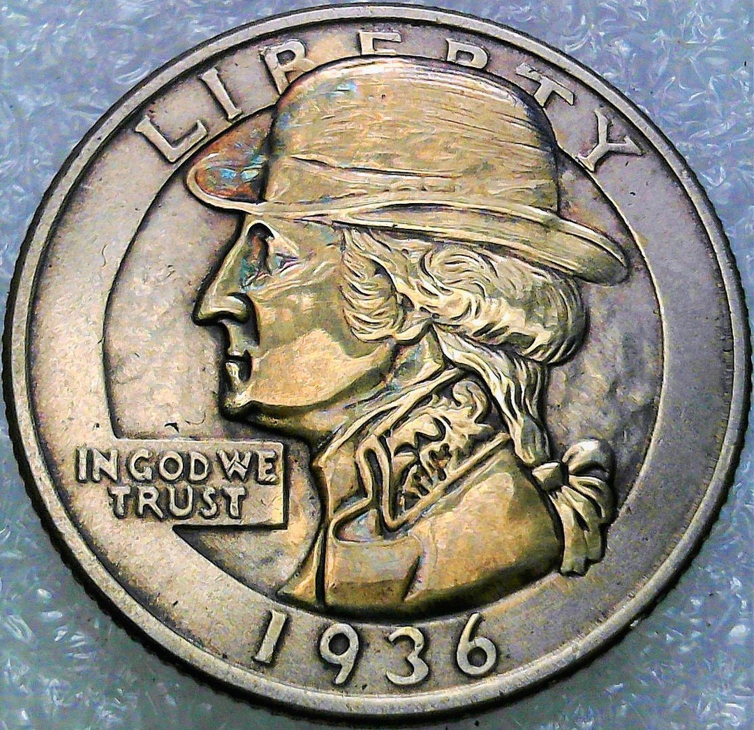 Hobo Coin Quarter George Washington Dressed up With a Hat Custom ...