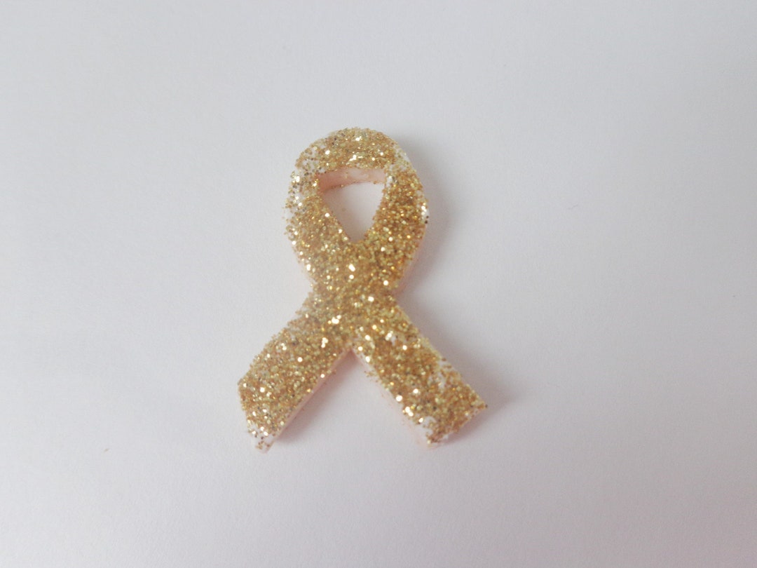 Gold Glitter Cancer Ribbon Polymer Clay Cookie - Etsy