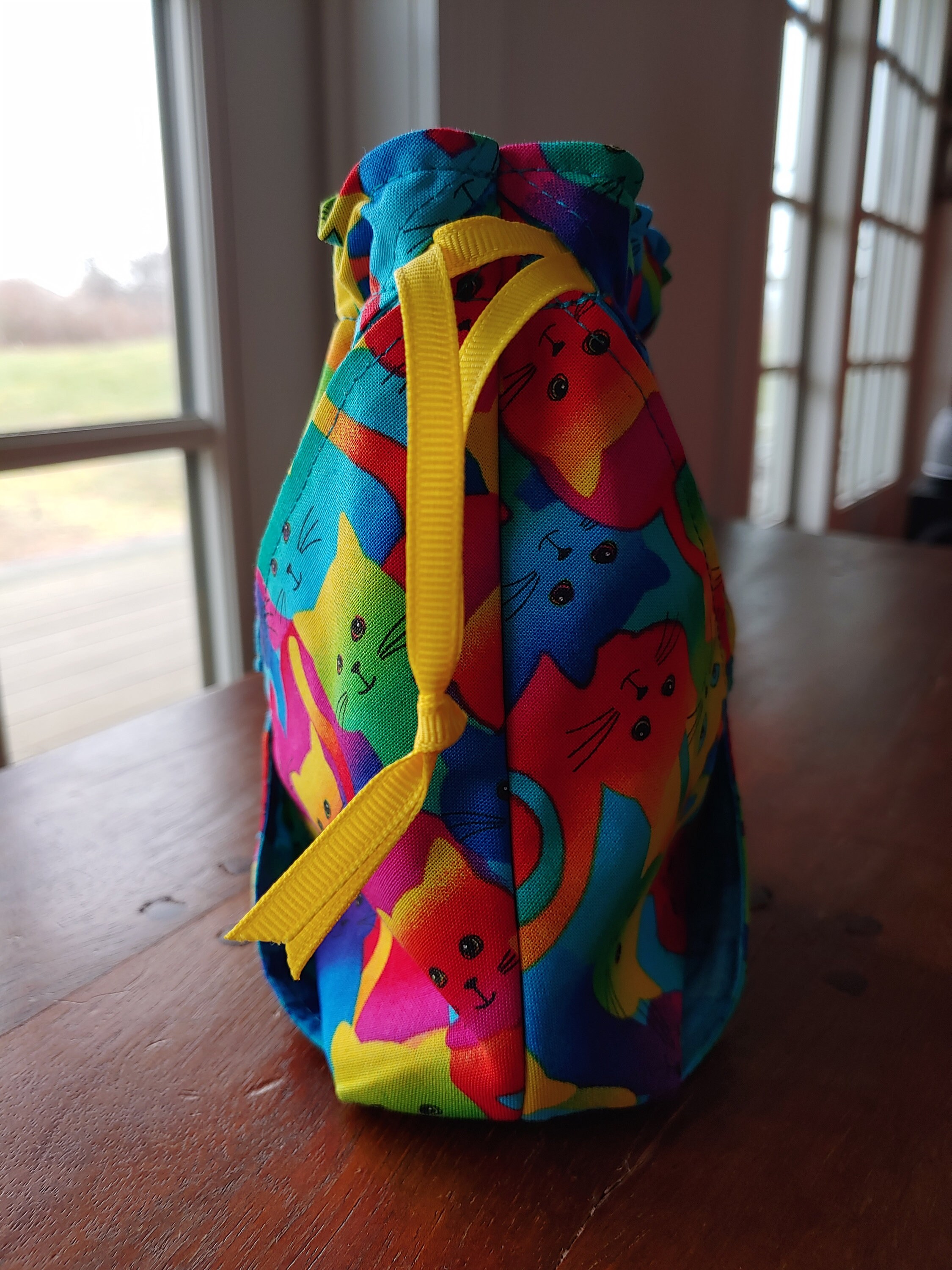 Handmade Drawstring Origami Bag, Pouch Displays an Adorable , Colorful ...