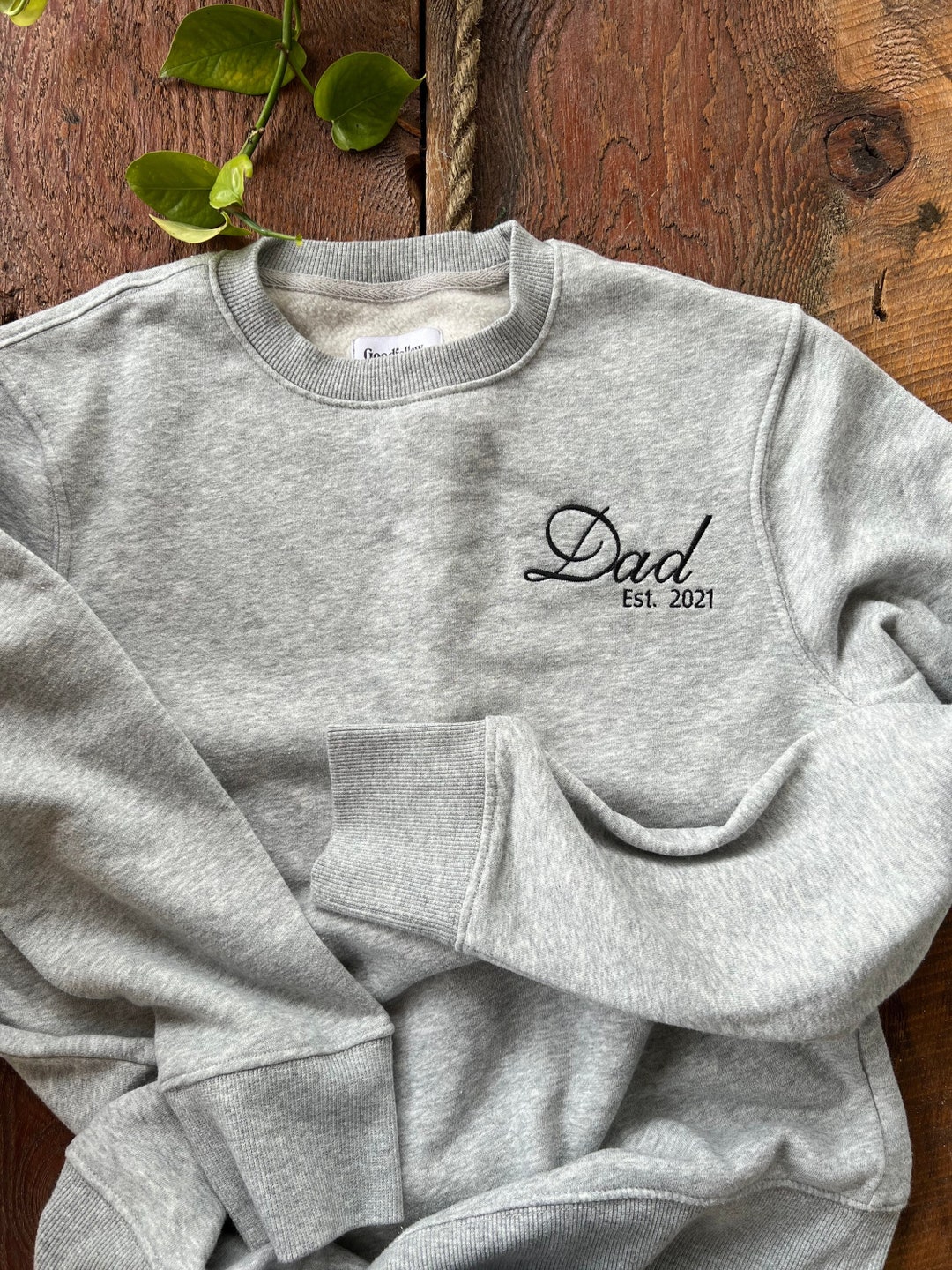 Custom Embroidered “dad Est. 2021” Crewneck Sweater | Father's Day Gift ...