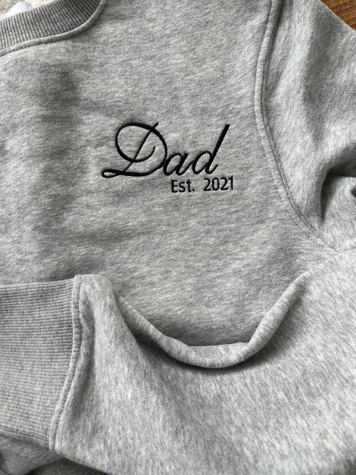 Custom Embroidered “dad Est. 2021” Crewneck Sweater | Father's Day Gift ...