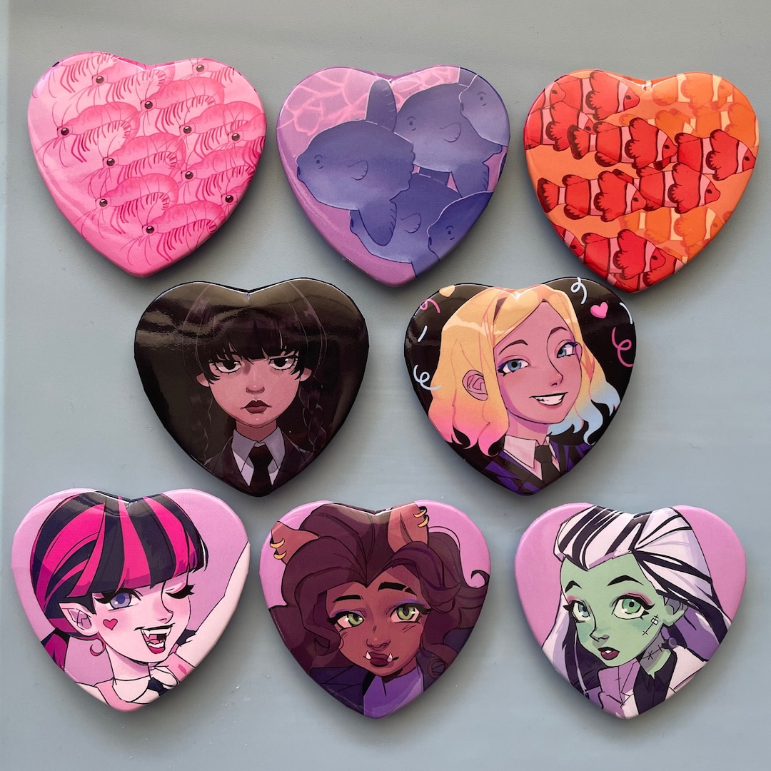 Various Heart-shaped Badges monster High Wednesday and - Etsy