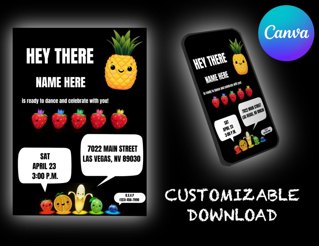 Hey Bear Sensory Birthday Party Invitation Editable in Canva - Etsy