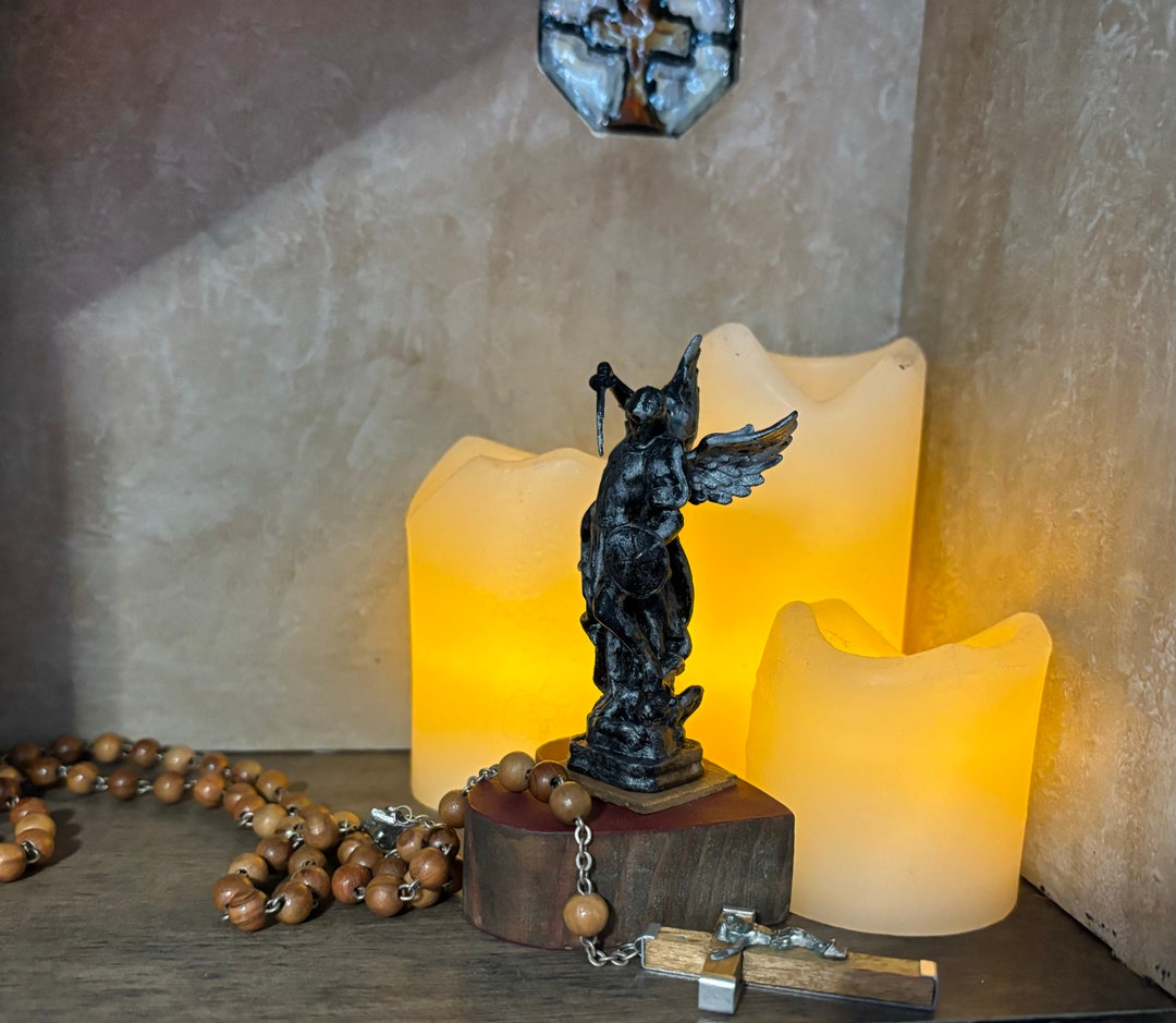 St Michal Archangel, Patron Saint of Protectors, Miniature Statue, Hand ...