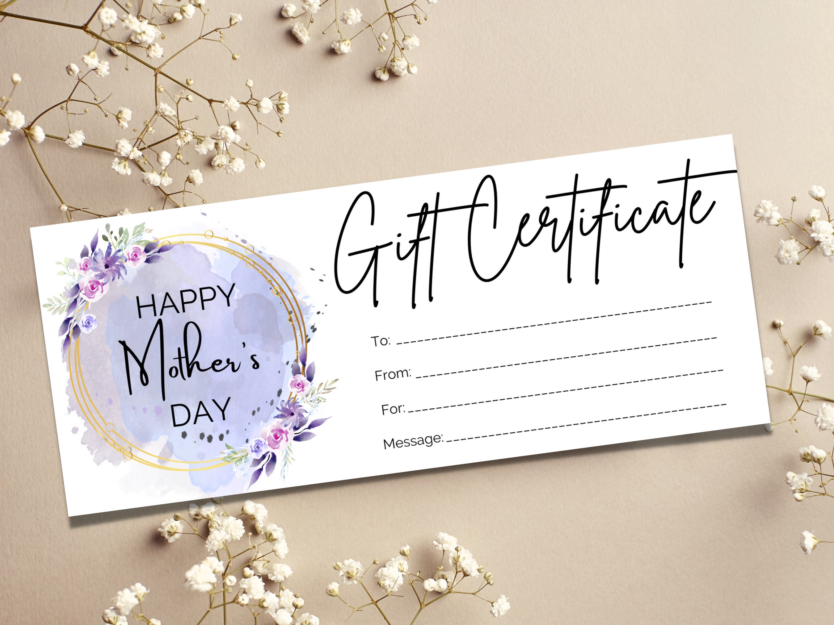 Mother's Day Gift Voucher, Mother's Day Gift Certificate, Mother's Day ...