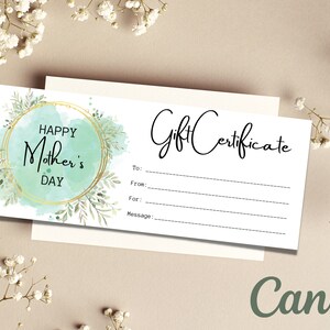 Mother's Day Gift Voucher, Mother's Day Gift Certificate, Mother's Day ...