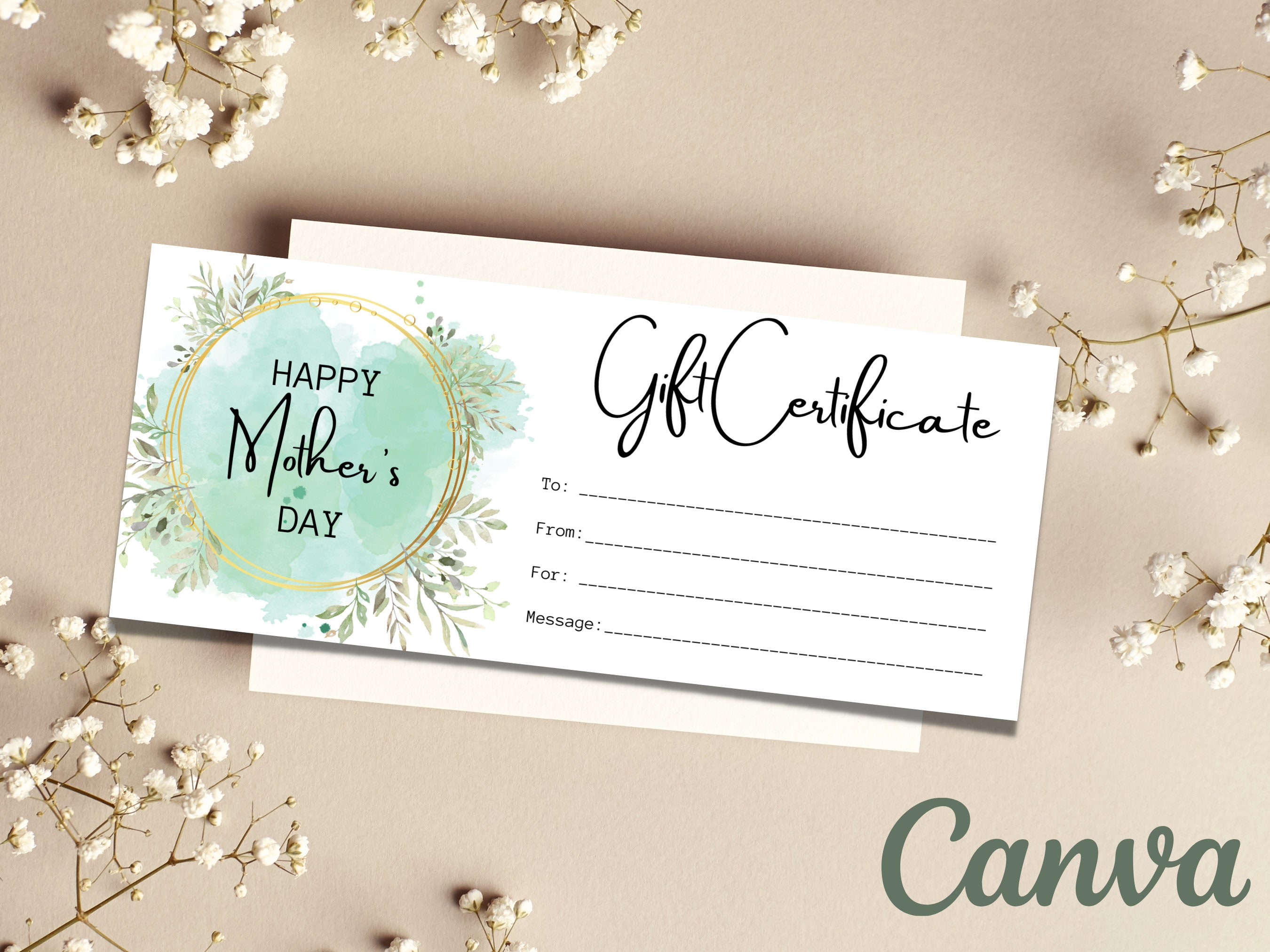 Mother's Day Gift Voucher, Mother's Day Gift Certificate, Mother's Day ...
