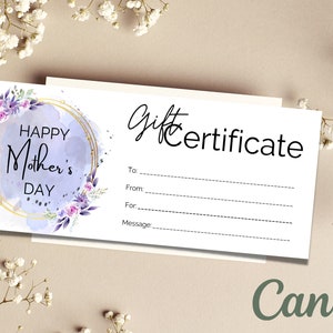 Mother's Day Gift Voucher, Mother's Day Gift Certificate, Mother's Day ...
