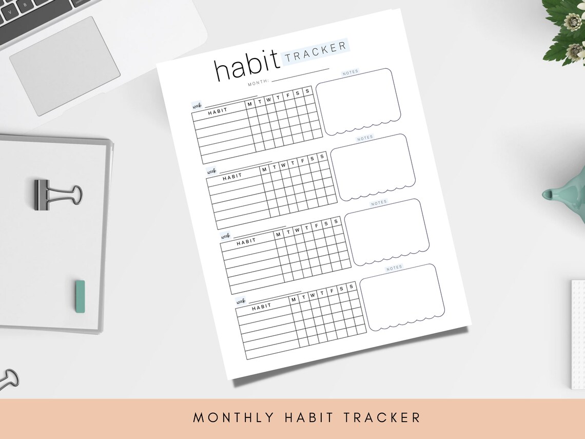 Habit Tracker, Printable Monthly Habit Tracker, Habit Tracker Year ...