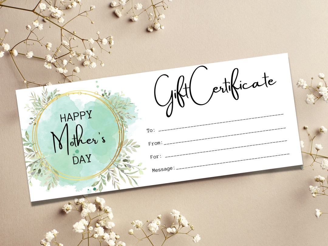 Mother's Day Gift Voucher, Mother's Day Gift Certificate, Mother's Day ...