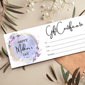 Mother's Day Gift Voucher, Mother's Day Gift Certificate, Mother's Day ...