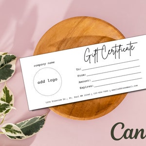 ADD LOGO, Minimal Gift Certificate Template, Minimalist, DIY Gift ...
