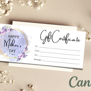 Mother's Day Gift Voucher, Mother's Day Gift Certificate, Mother's Day ...