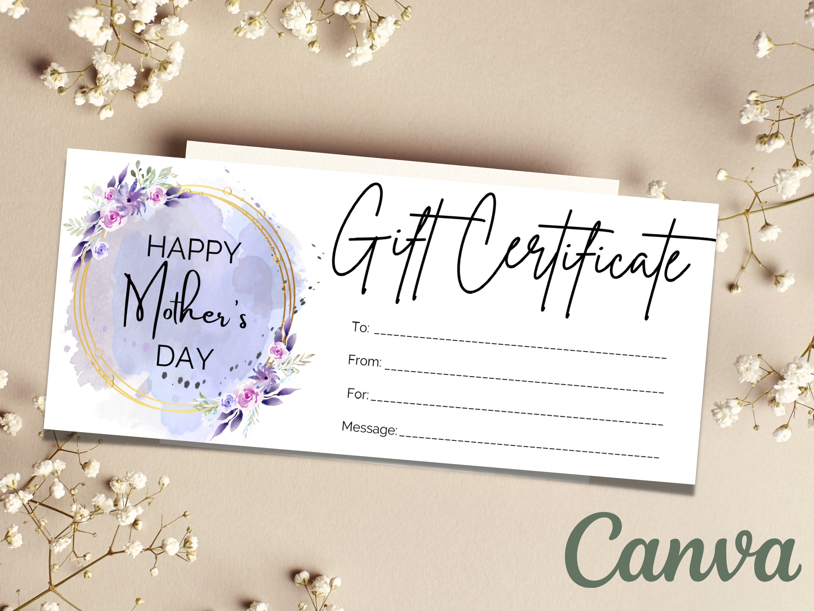 Mother's Day Gift Voucher, Mother's Day Gift Certificate, Mother's Day ...