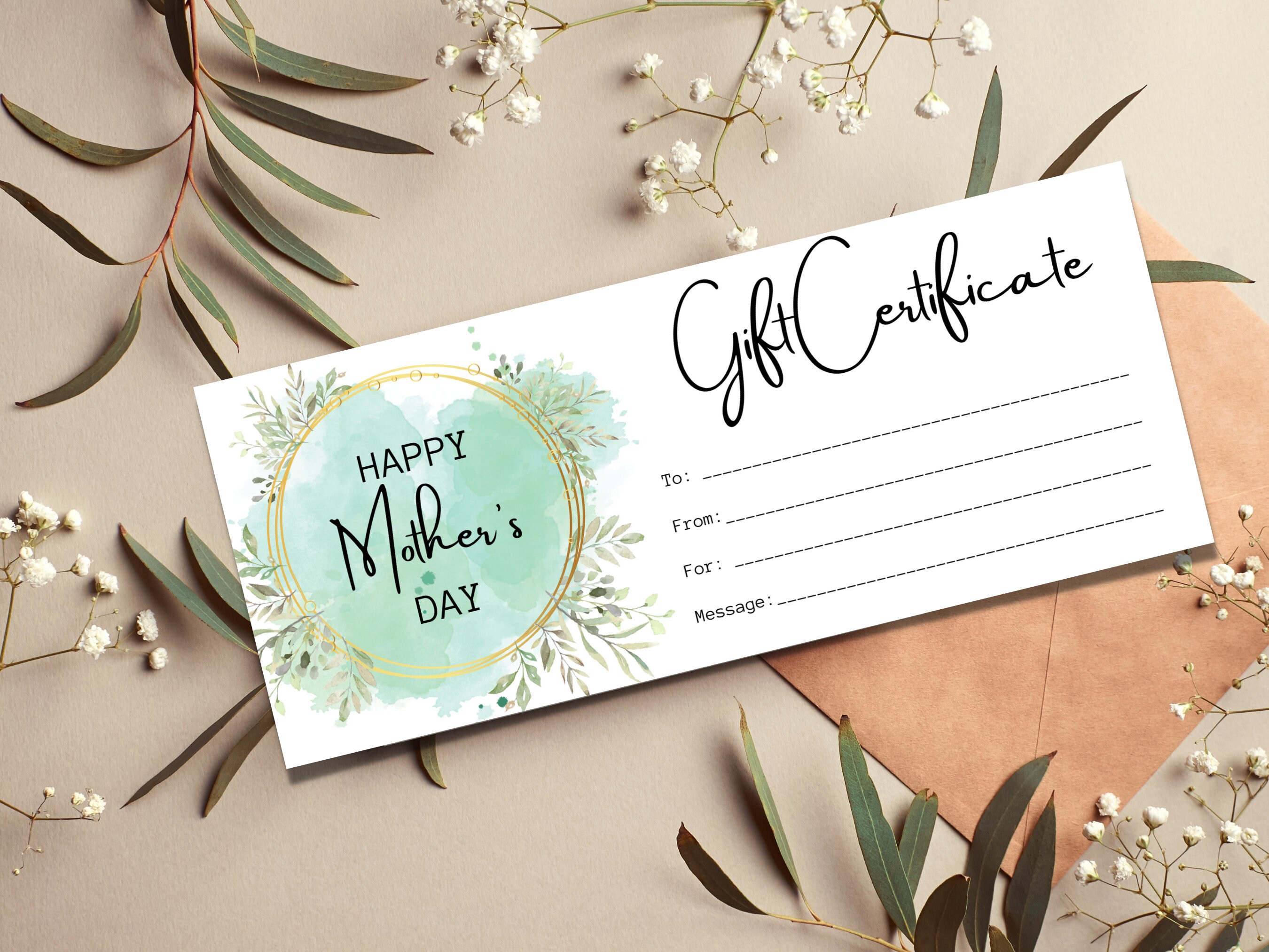 Mother's Day Gift Voucher, Mother's Day Gift Certificate, Mother's Day ...