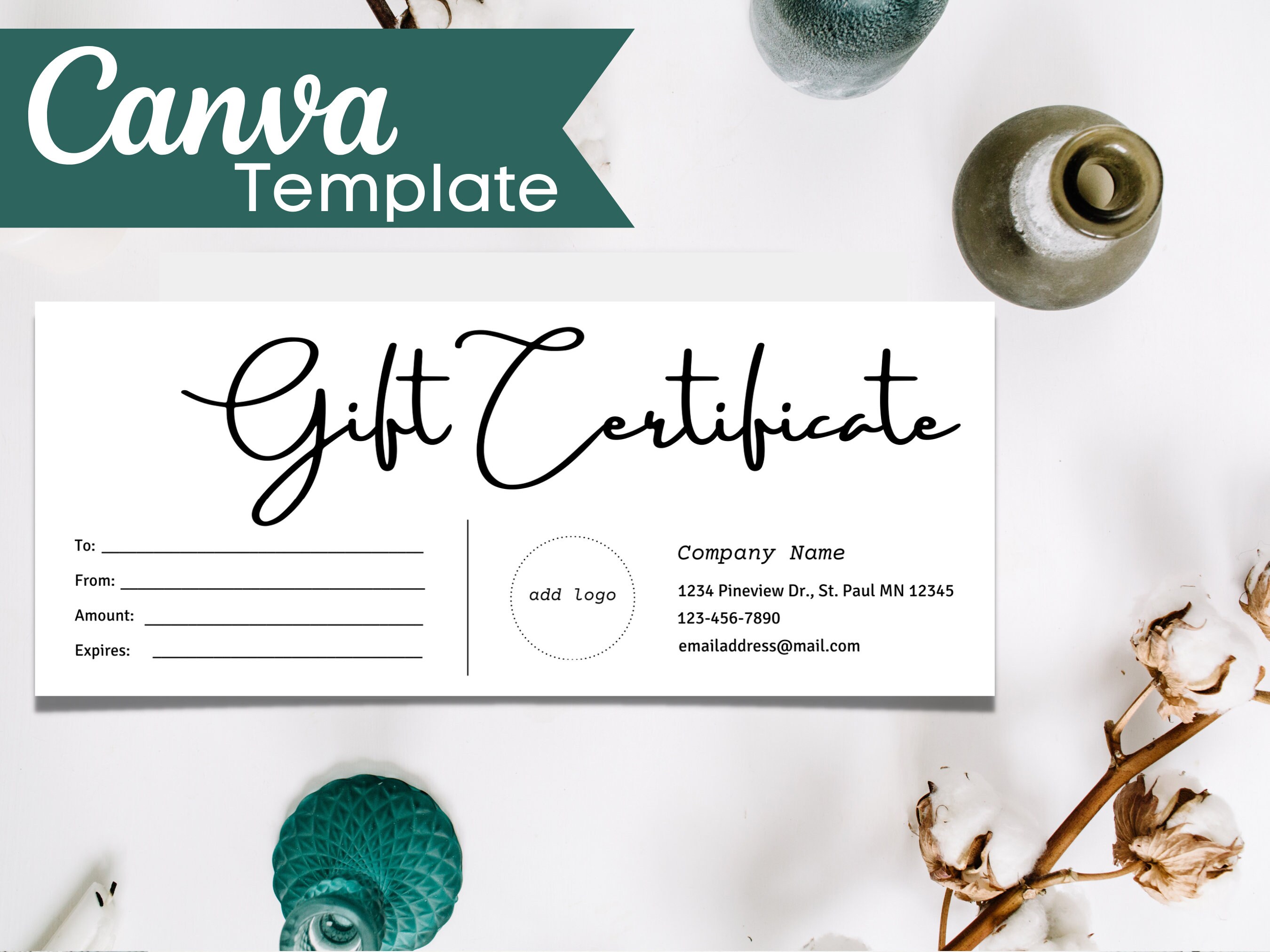 ADD LOGO, Minimalist Gift Certificate Template, DIY Gift Certificate ...