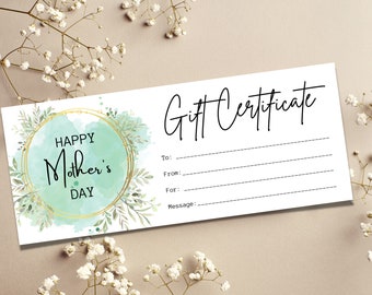 Mother's Day Gift Voucher, Mother's Day Gift Certificate, Mother's Day ...