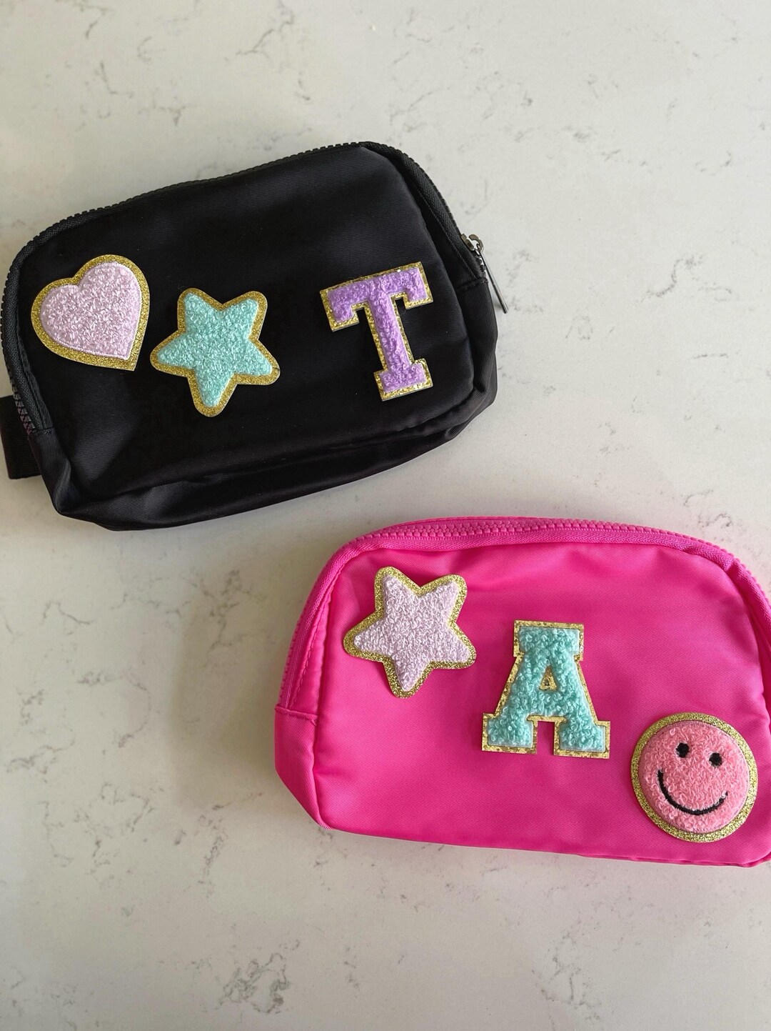 Custom Chenille Patch Fanny Packs and Makeup Bags, Custom Cosmetic Bag ...