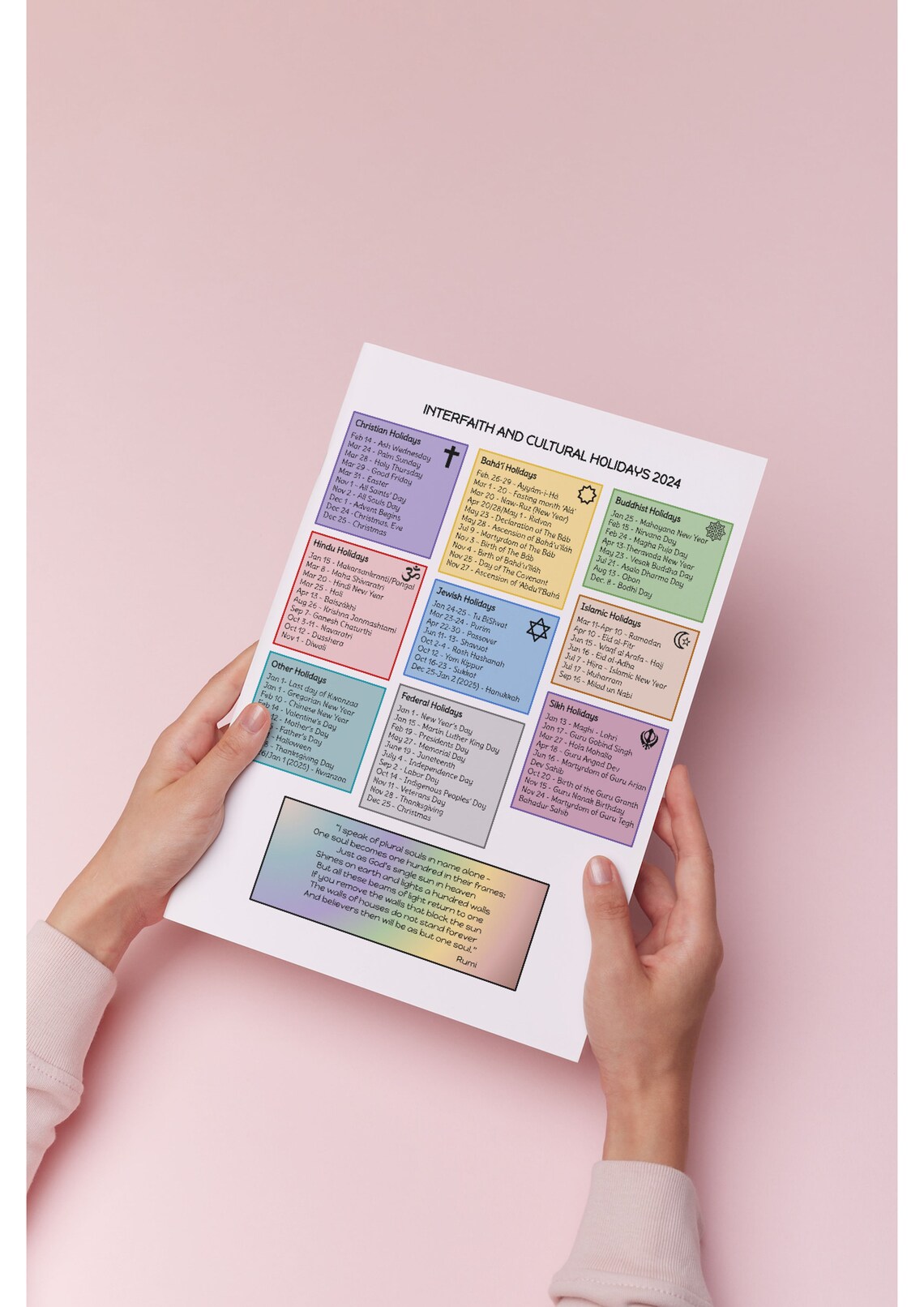 INTERFAITH 2024 CALENDAR - Downloadable - Etsy UK